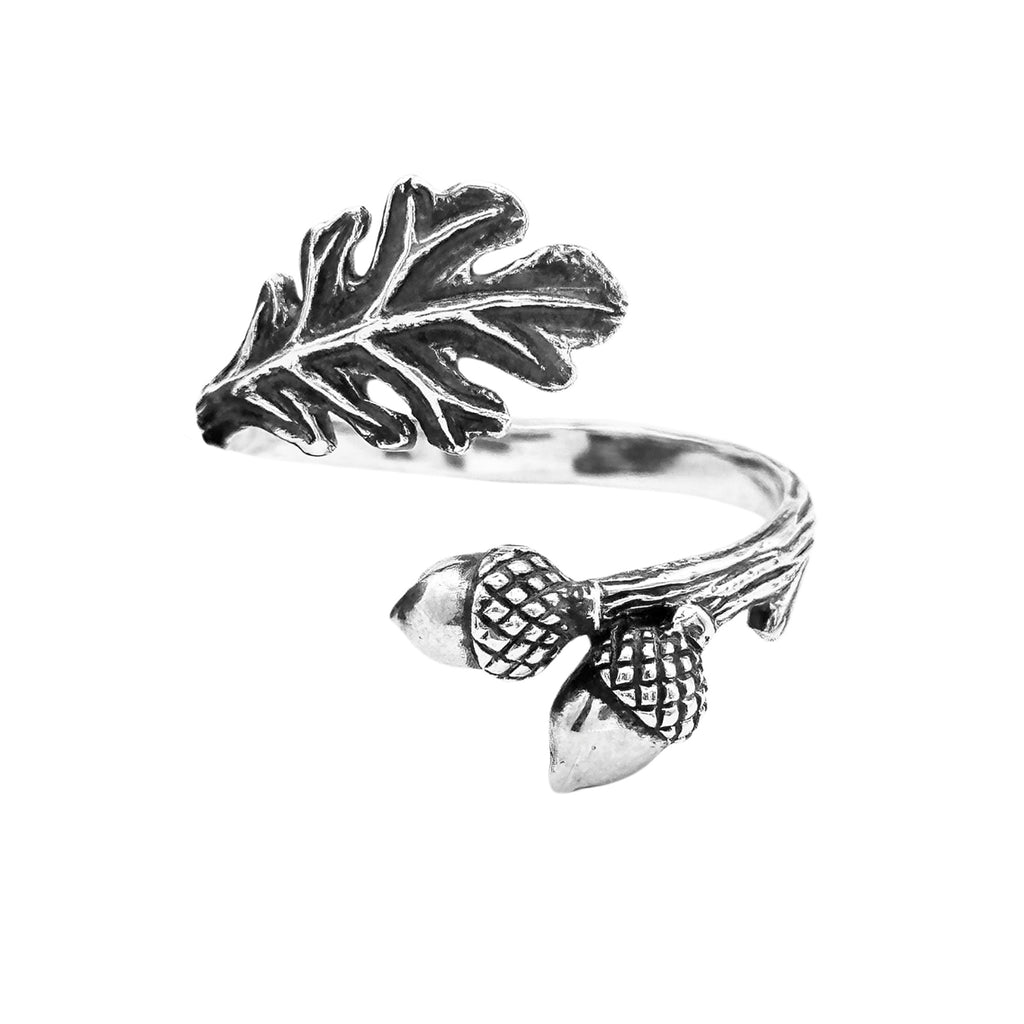 Sterling Silver Acorn & Oak Leaf Adjustable Ring – Curiosa - Purveyors of Extraordinary Things