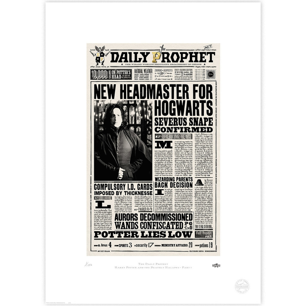 The Daily Prophet - New Headmaster for Hogwarts Limited Edition Art Pr ...